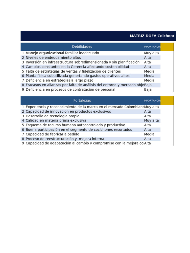 Anexo 2 Plantilla Matriz DOFA. | PDF | Análisis FODA | Mercado (economía)