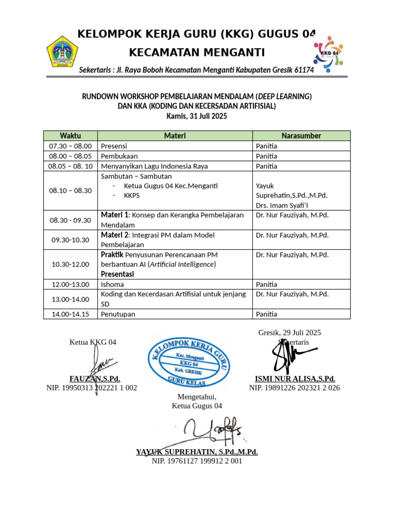 Rundown Workshop PM | PDF