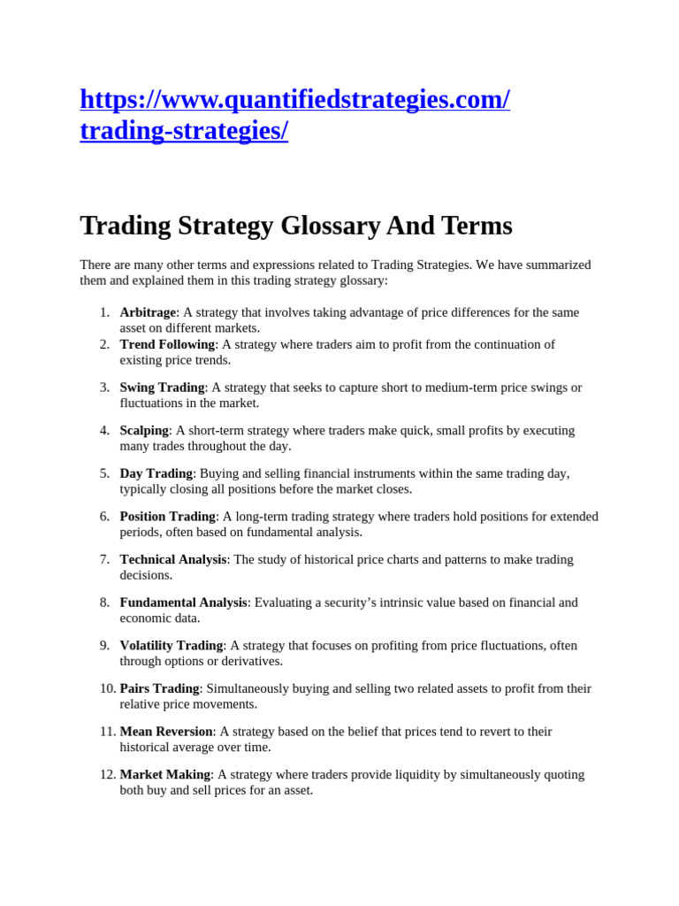 Trading Strategy Terms Explained | PDF | Algorithmic Trading ...