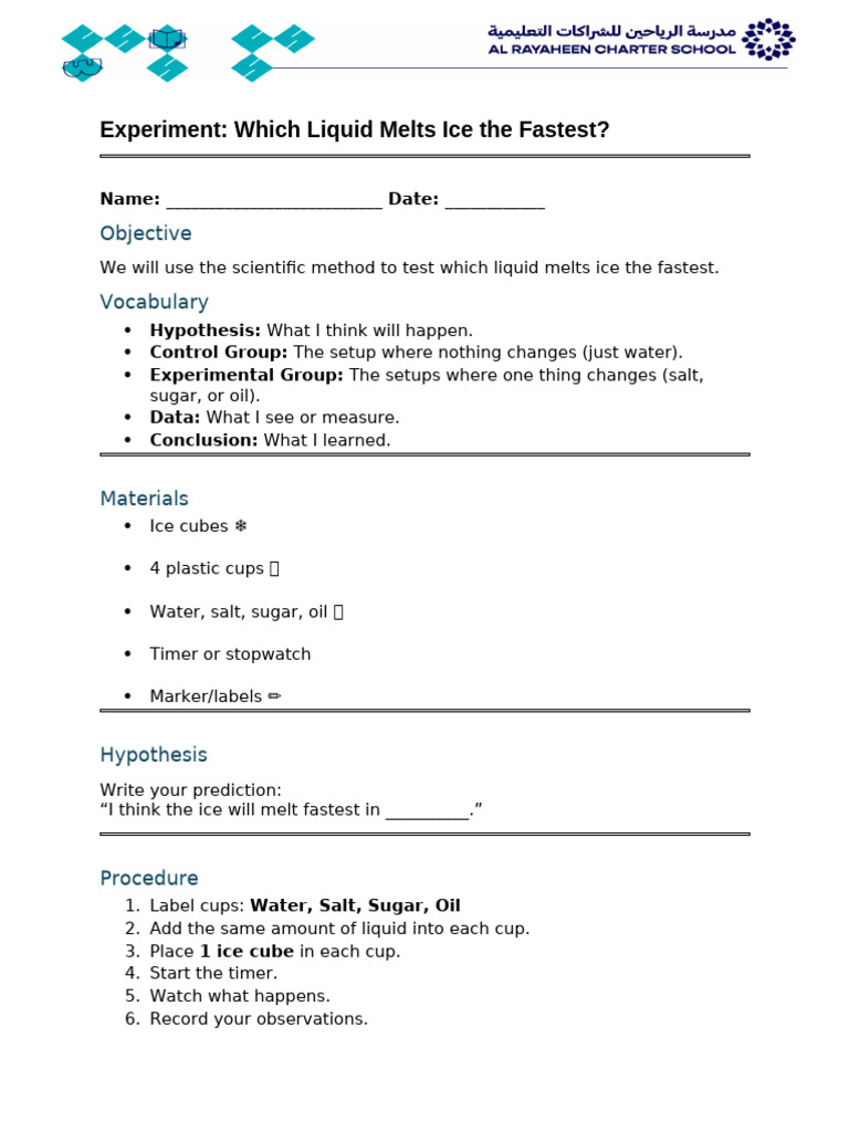 Ice Melt Experiment | PDF