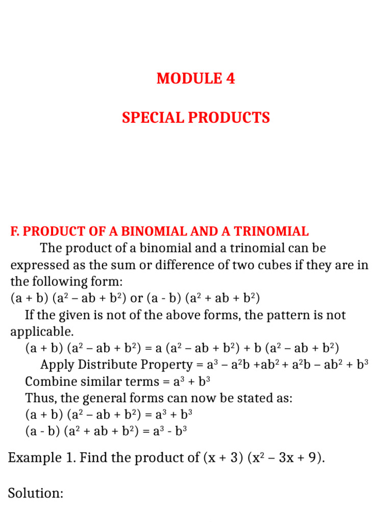 F. Product of A Binomial A Trinomial | PDF | Chess | Chess Openings