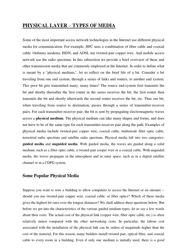Types of Physical Media in Networking | PDF | Transmission Medium ...