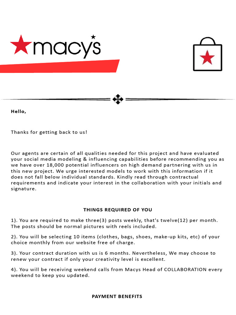 Macy's Influencer Collaboration Offer | PDF | Business