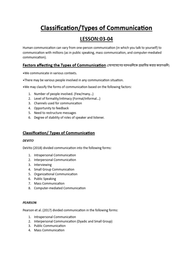 Classification of Communication (3,4) | PDF | Communication | Computer ...