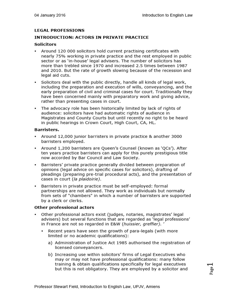 Overview of Legal Professions in England | PDF | Barrister | Solicitor