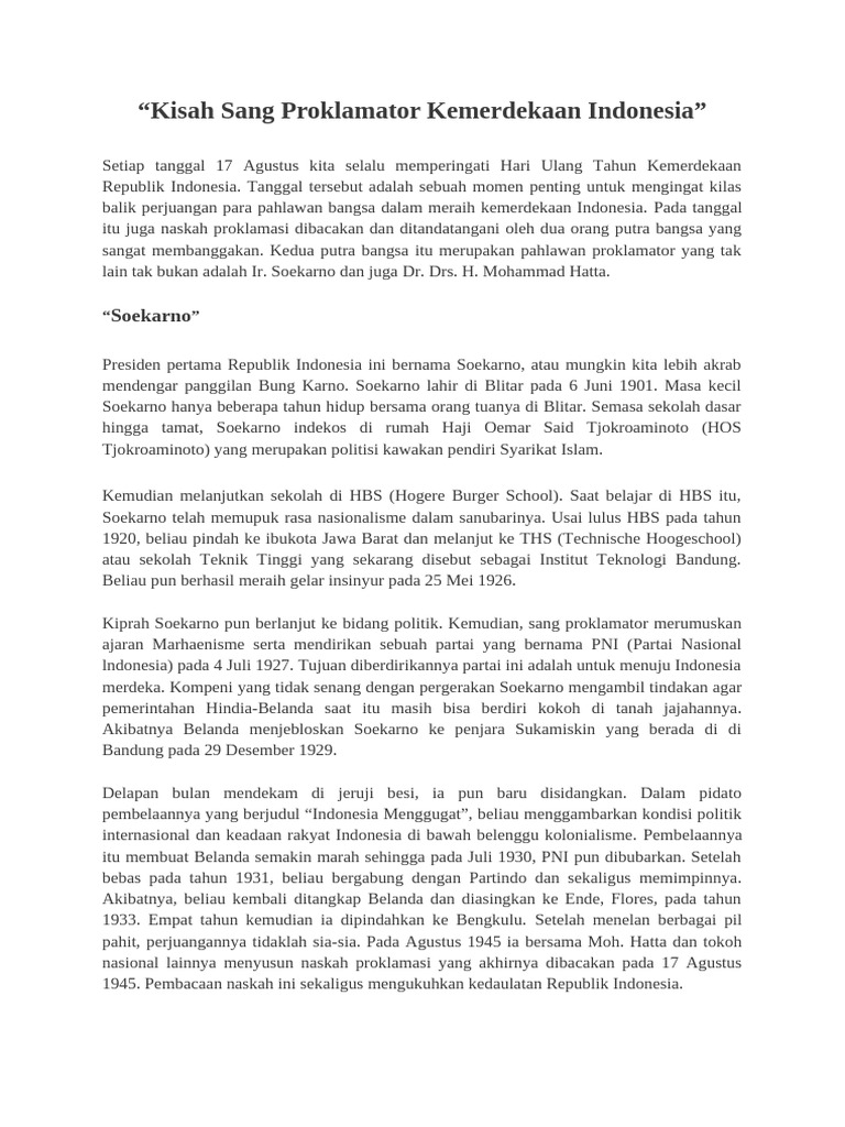 Kisah Sang Proklamator Kemerdekaan Indonesia | PDF
