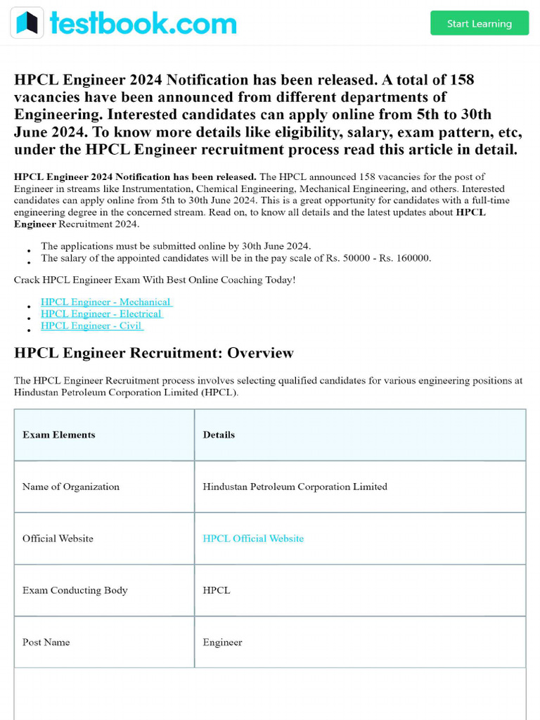 HPCL Engineer RecruitmentExam Info | PDF