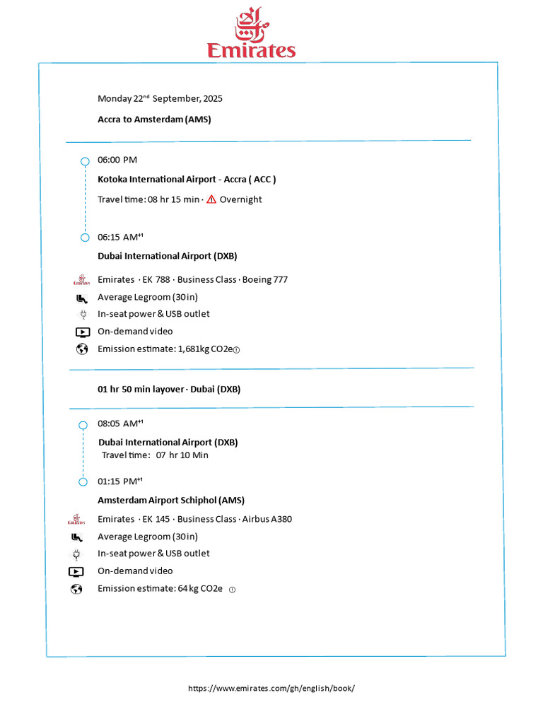 Emirates Flight Schedule Overview | PDF