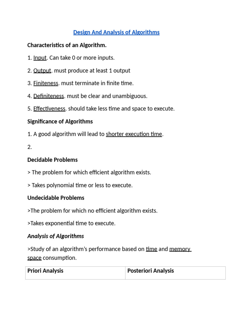 Design and Analysis of Algorithms Revision | PDF | Time Complexity | Recurrence Relation