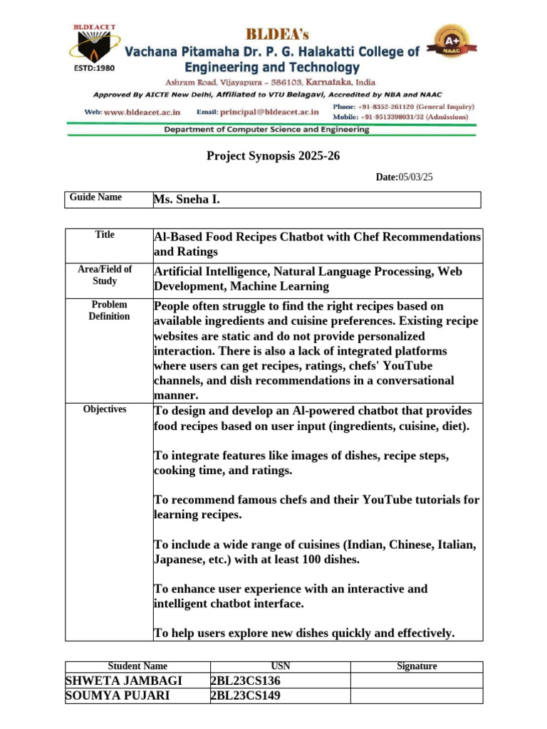 Project Synopsis Template 2025-26 | PDF