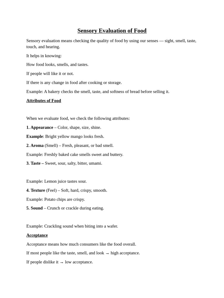Sensory Evaluation of Food | PDF