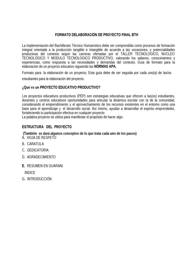 FORMATO DE ELABORACIÓN DE PROYECTO FINAL BTH | PDF | Marketing | Business