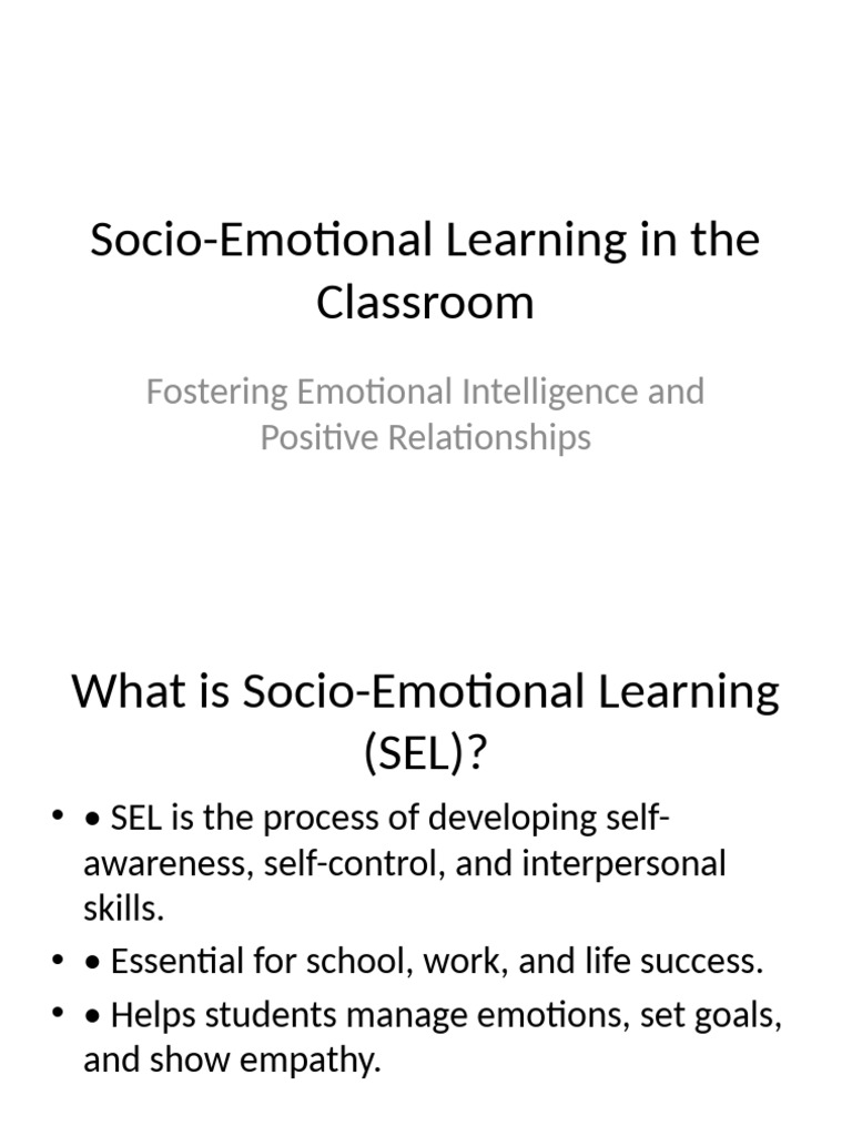 Socio Emotional Learning in Classroom | PDF