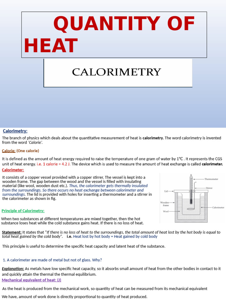 Understanding Calorimetry Principles | PDF | Heat | Calorimetry