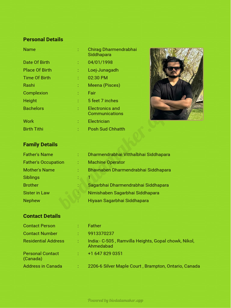 Chirag BioData | PDF