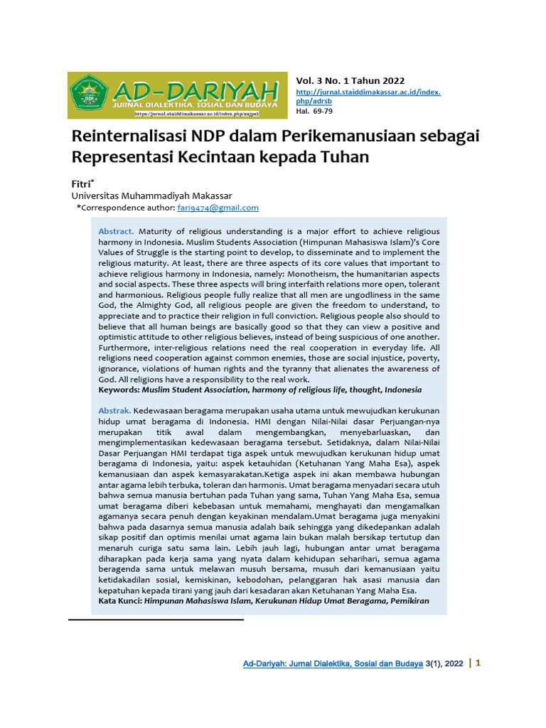 Reinventasi NDP untuk Kerukunan Umat | PDF