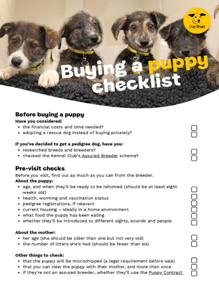 Puppy Buying Checklist Guide | PDF | Human–Animal Interaction ...