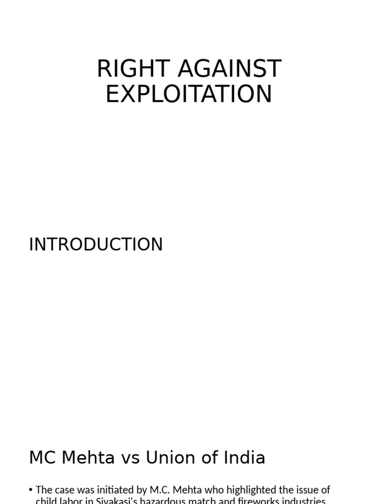 Right Against Exploitation | PDF | Justice | Crime & Violence