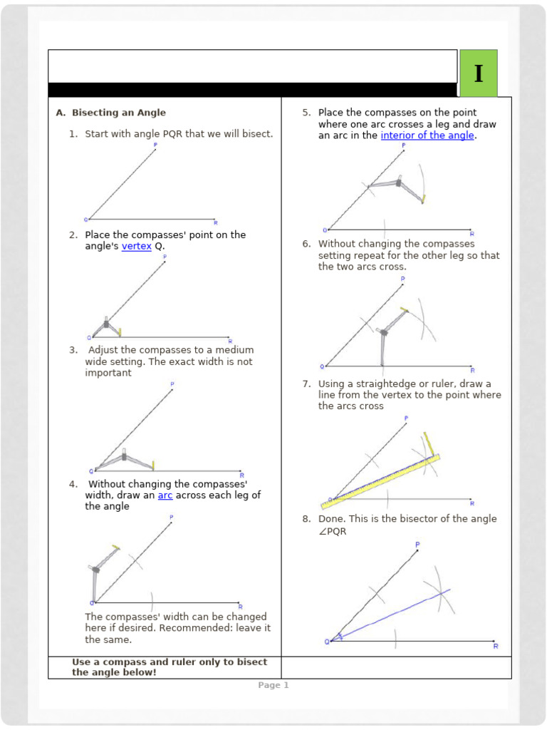 Angle Bisecting with Compass and Ruler | PDF