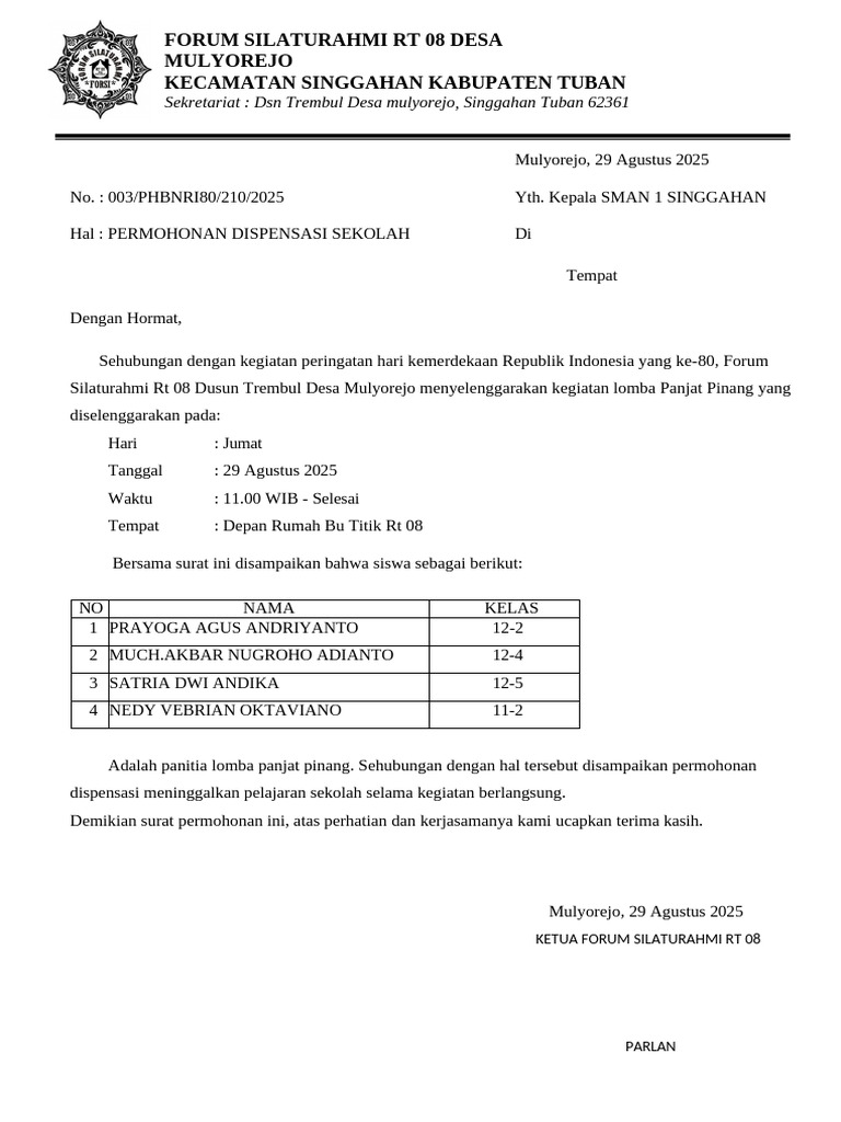 Surat Dispen 2025 | PDF