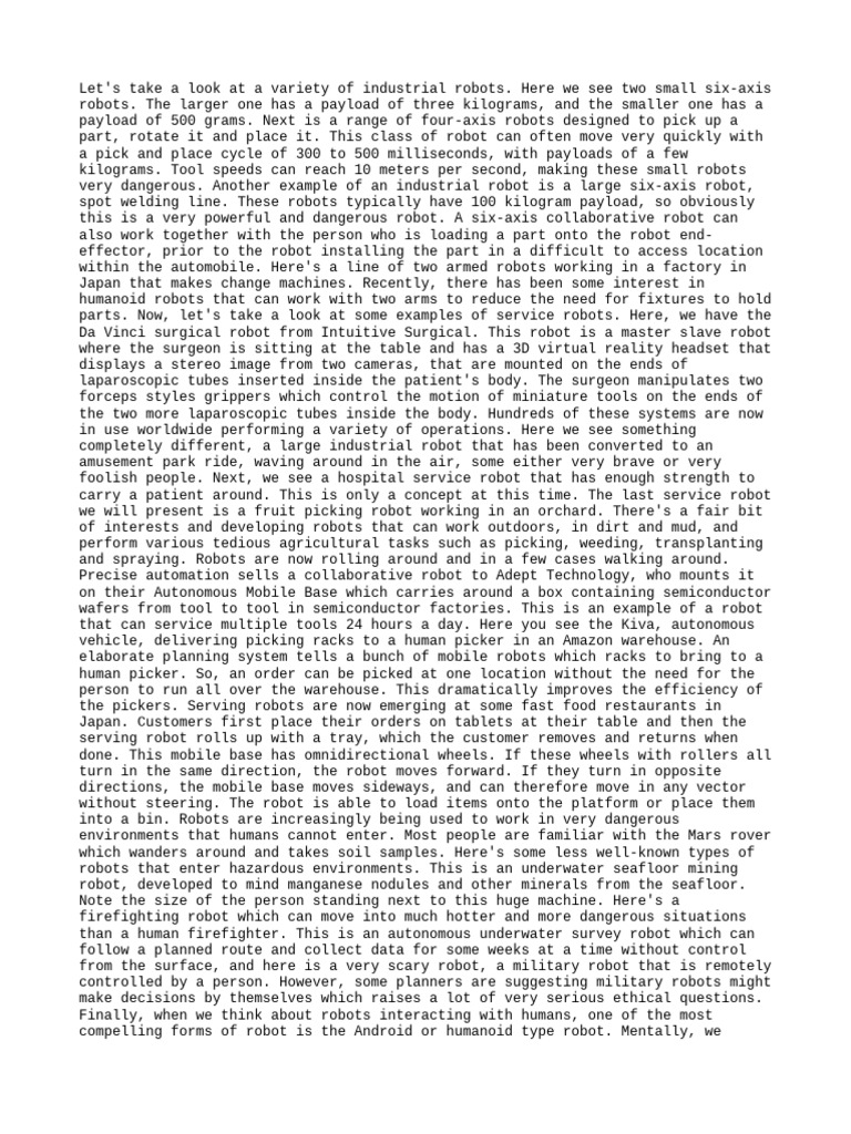 04 Robot Classification Part 2 | PDF | Robot | Robotics