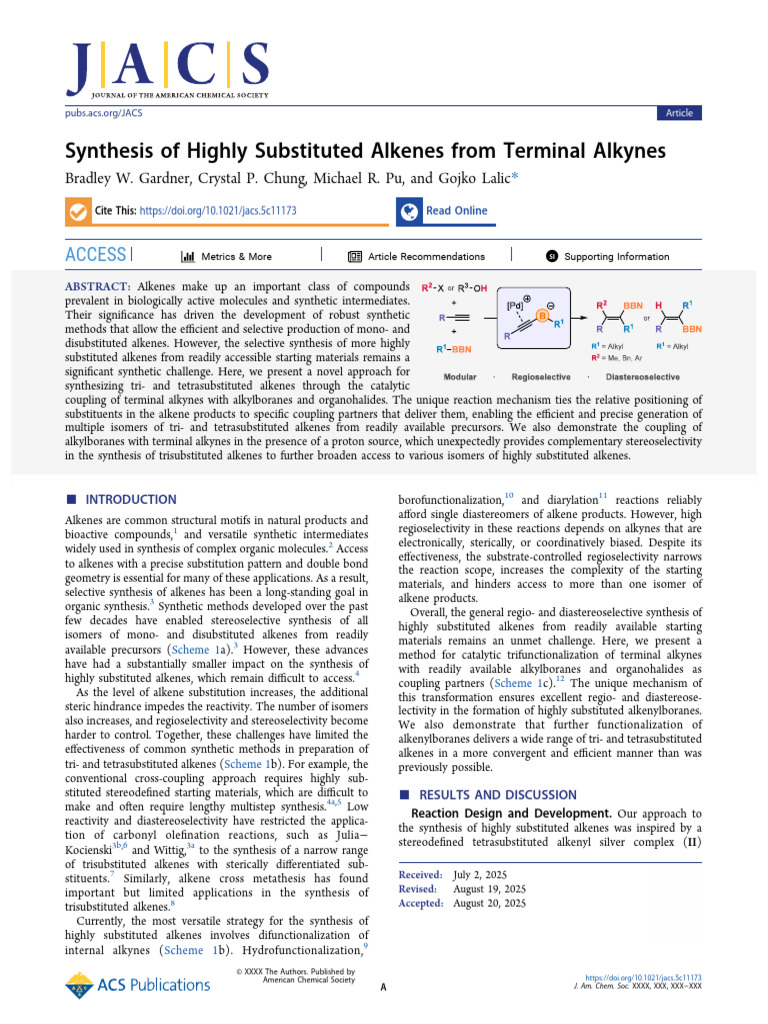 Synthesis of Tri- and Tetrasubstituted Alkenes | PDF | Alkene ...