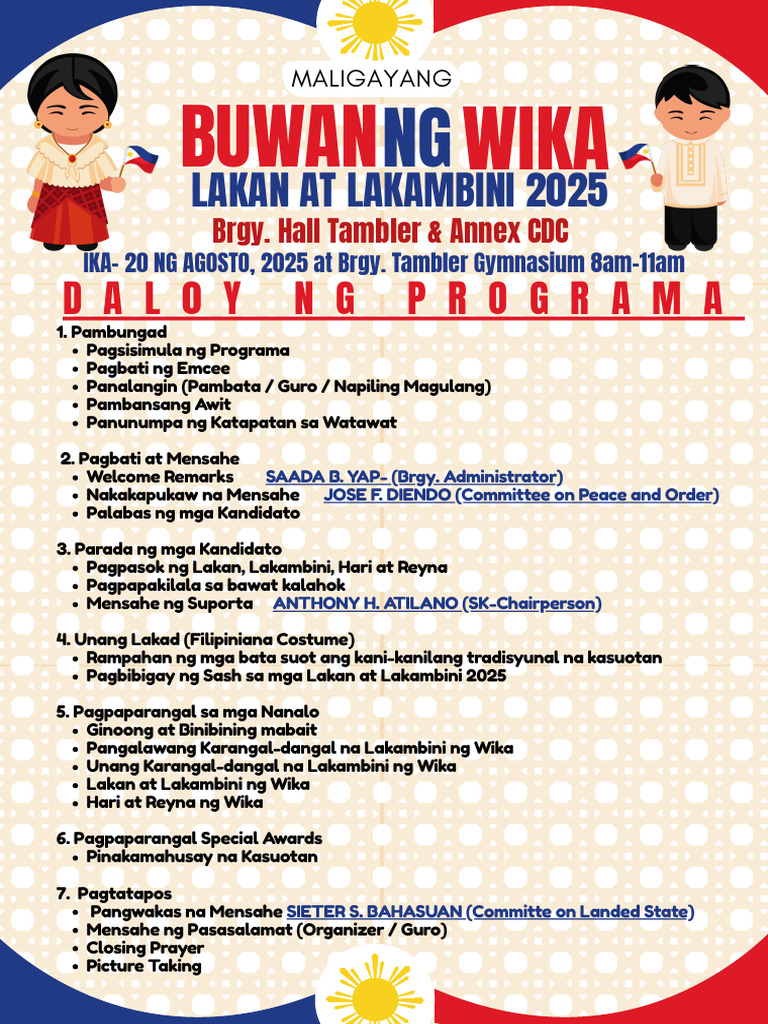 Buwan NG Wika 2025 Poster in Bright Red, Blue, and Yellow Cartoon Style ...