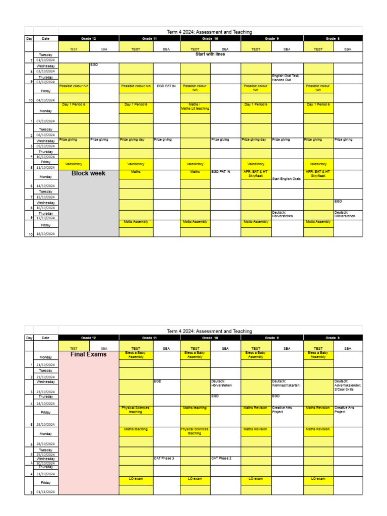 Term 4 2024 Assessment Schedule | PDF | Educational Assessment And ...