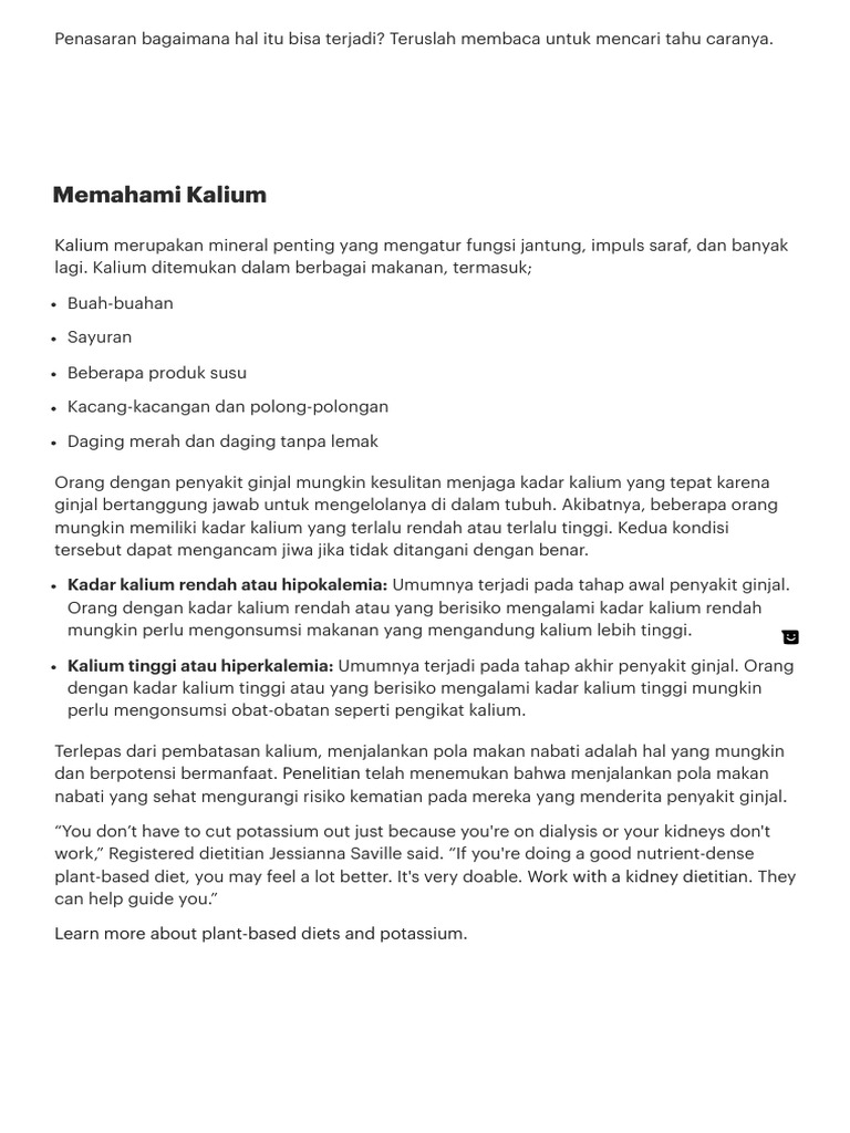 20 Makanan Tinggi Kalium | PDF | Foods | Vegan Cuisine