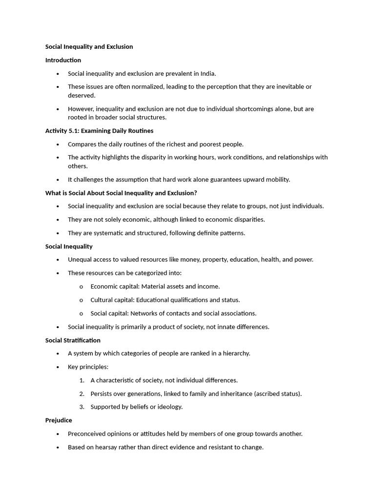 Social Inequality and Exclusion | PDF | Discrimination & Race Relations ...
