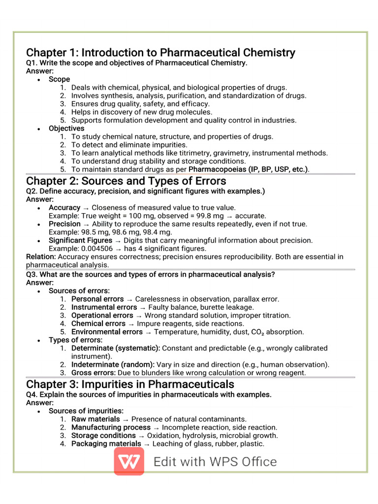 Pharmaceutical Chemistry 1 | PDF