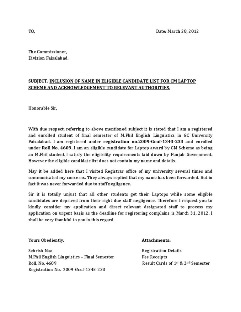 Request for CM Laptop Scheme Inclusion | PDF | Career & Growth