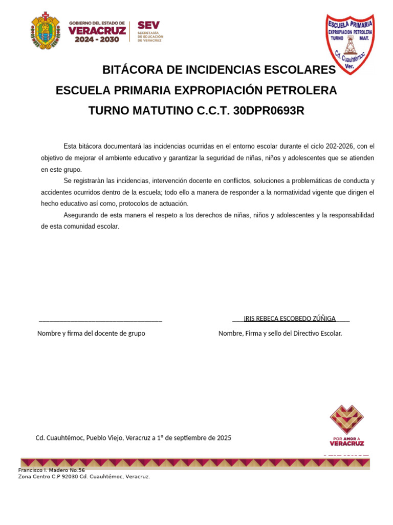 Portada de Bitácora Escolar | PDF