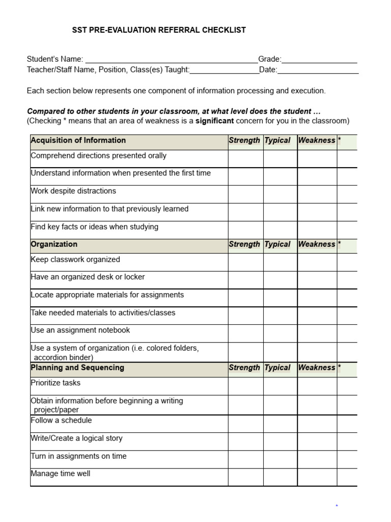 Classroom Observation Checklist | PDF | Nonverbal Communication | Information