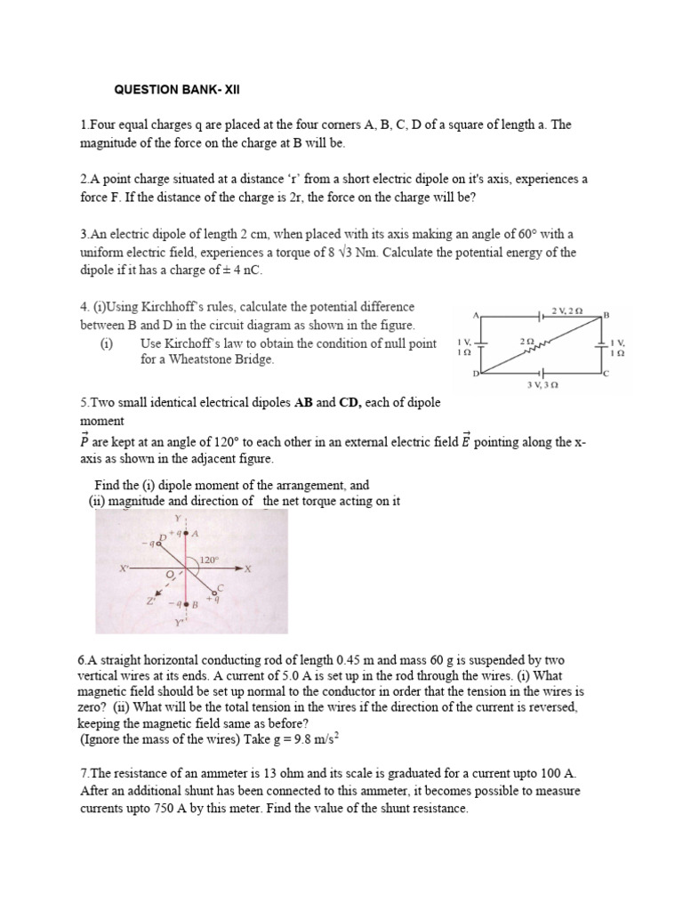 Clss Xii Revision Questions | PDF | Inductor | Electric Current