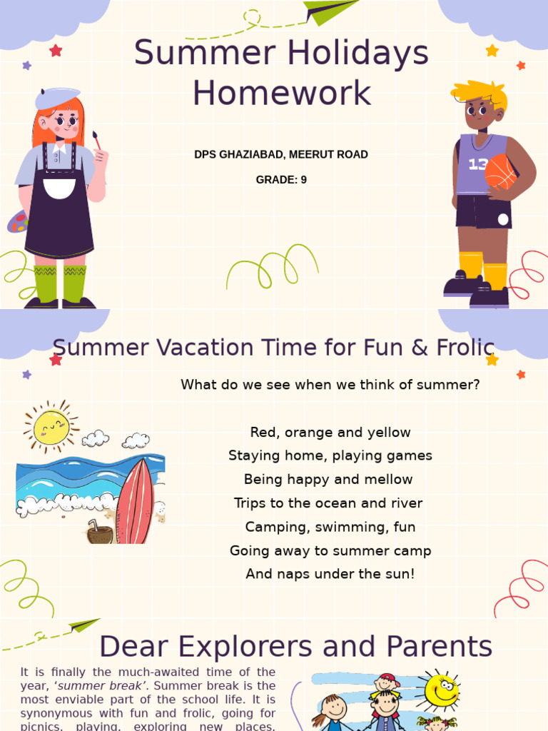 Grade 9 Summer Holiday Homework | PDF