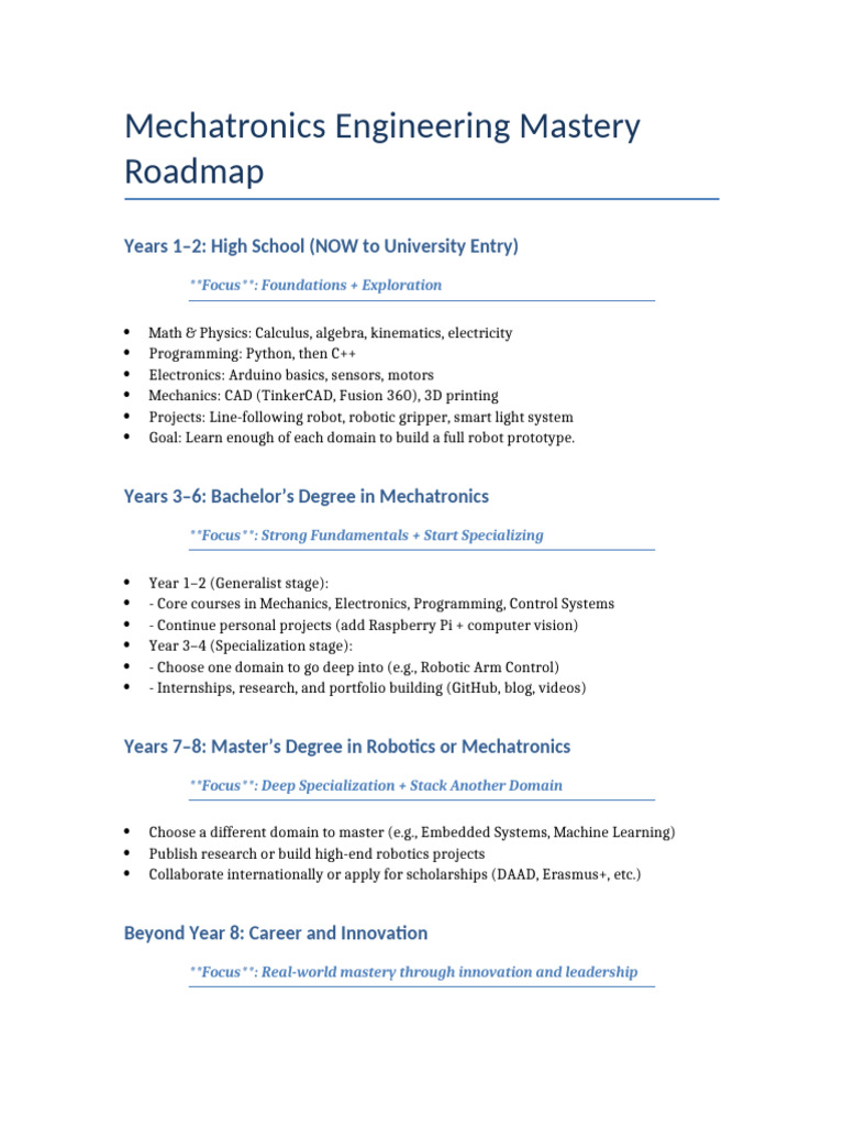 Mechatronics Engineering Pathway Guide | PDF