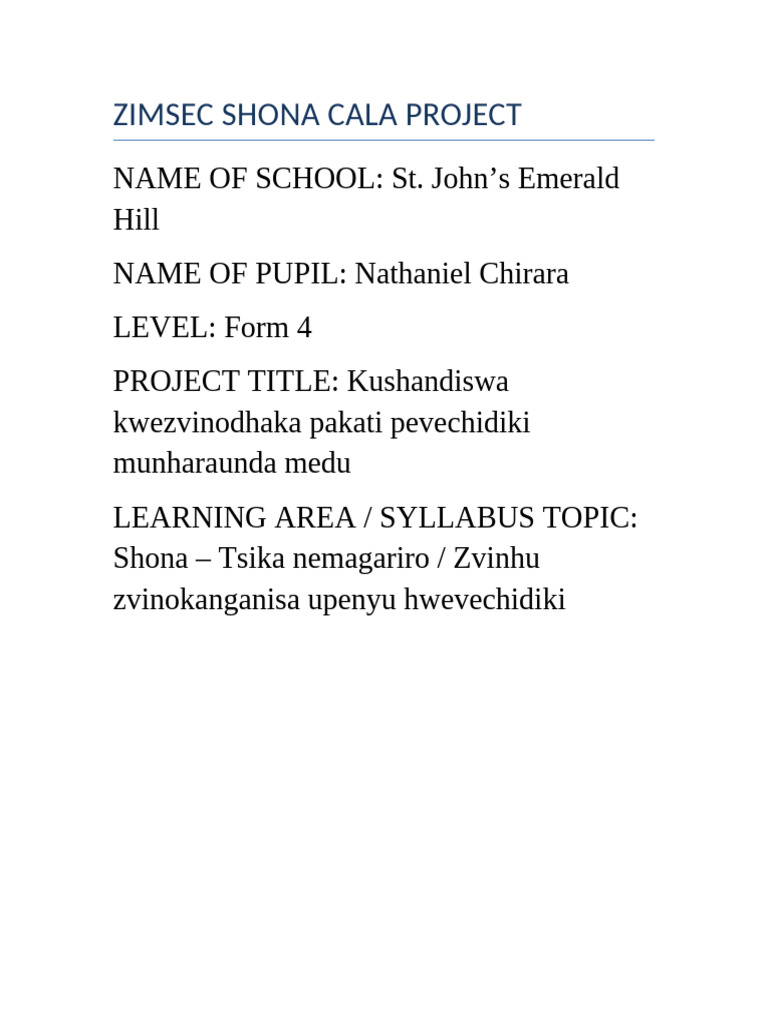 Shona - CALA - Project Nathaniel Chirara 2 | PDF | Chess Theory | Chess