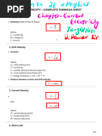 Current Electricity Formula Sheet Class12 NEET | PDF