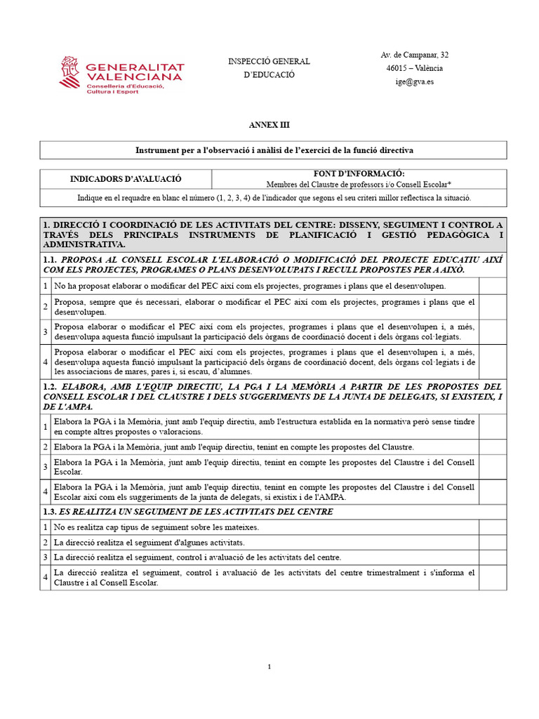 Annex III. Formulari Funció Directiva | PDF