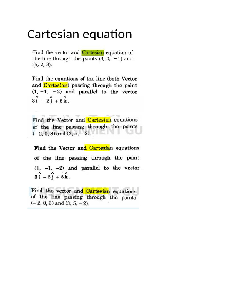 Cartesian Equation | PDF