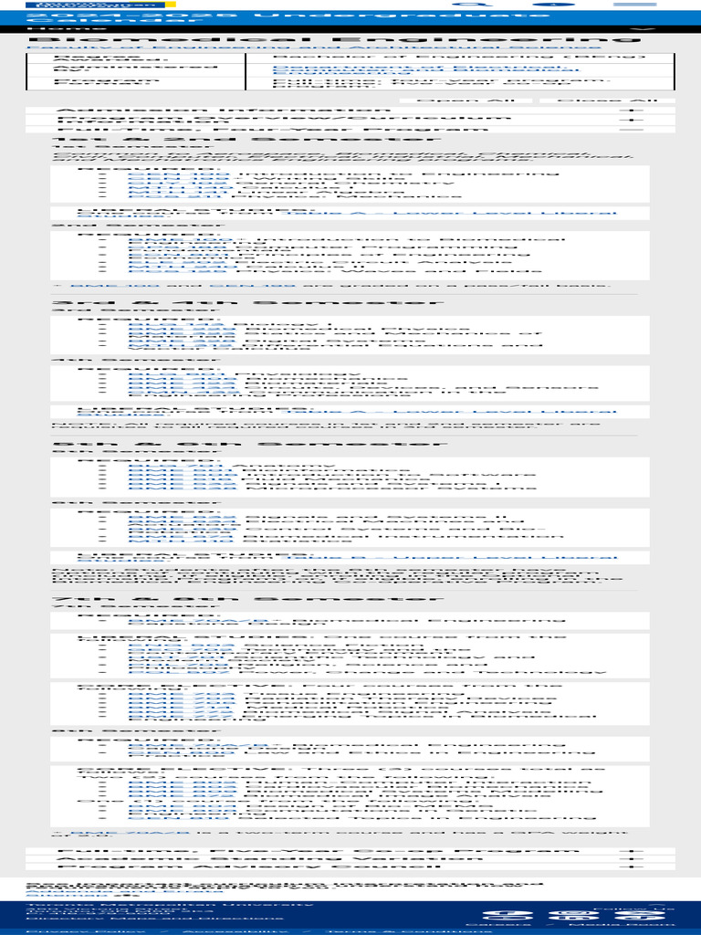 Biomedical Engineering - 2024-2025 Calendar - Toronto Metropolitan University (TMU) | PDF ...