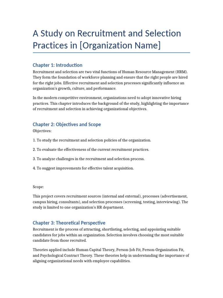 Recruitment and Selection Practices Study | PDF | Recruitment | Human ...
