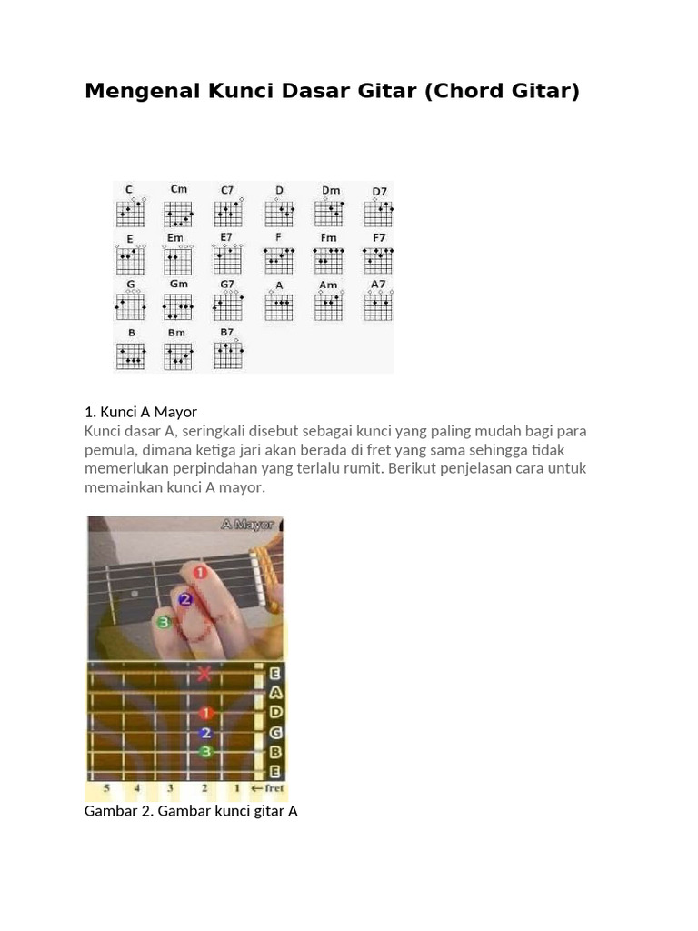 Kunci Dasar Gitar untuk Pemula | PDF