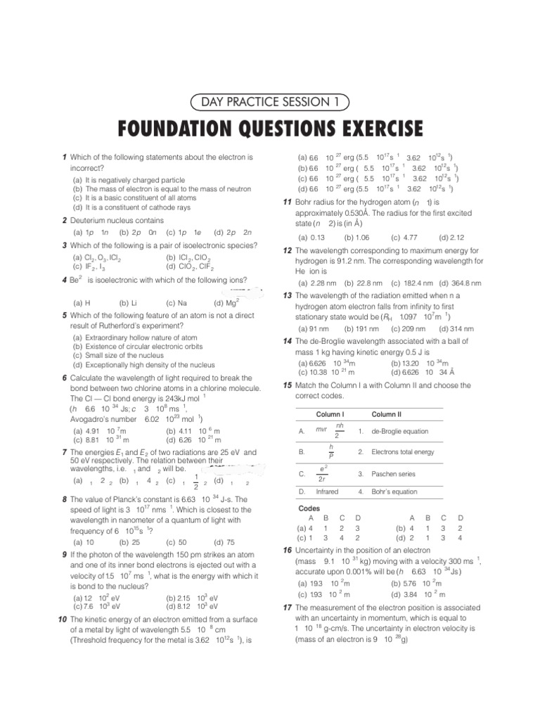 Atomic Structure Questions - 250514 - 170312 | PDF | Atomic Orbital ...
