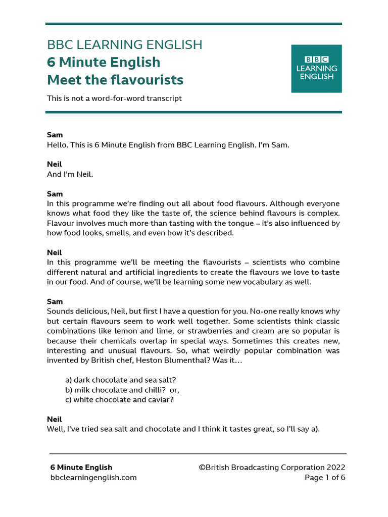 Understanding Food Flavours and Flavourists | PDF
