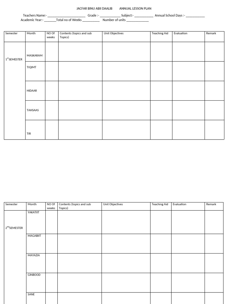 Annual Lesson PLN - 031126 | PDF