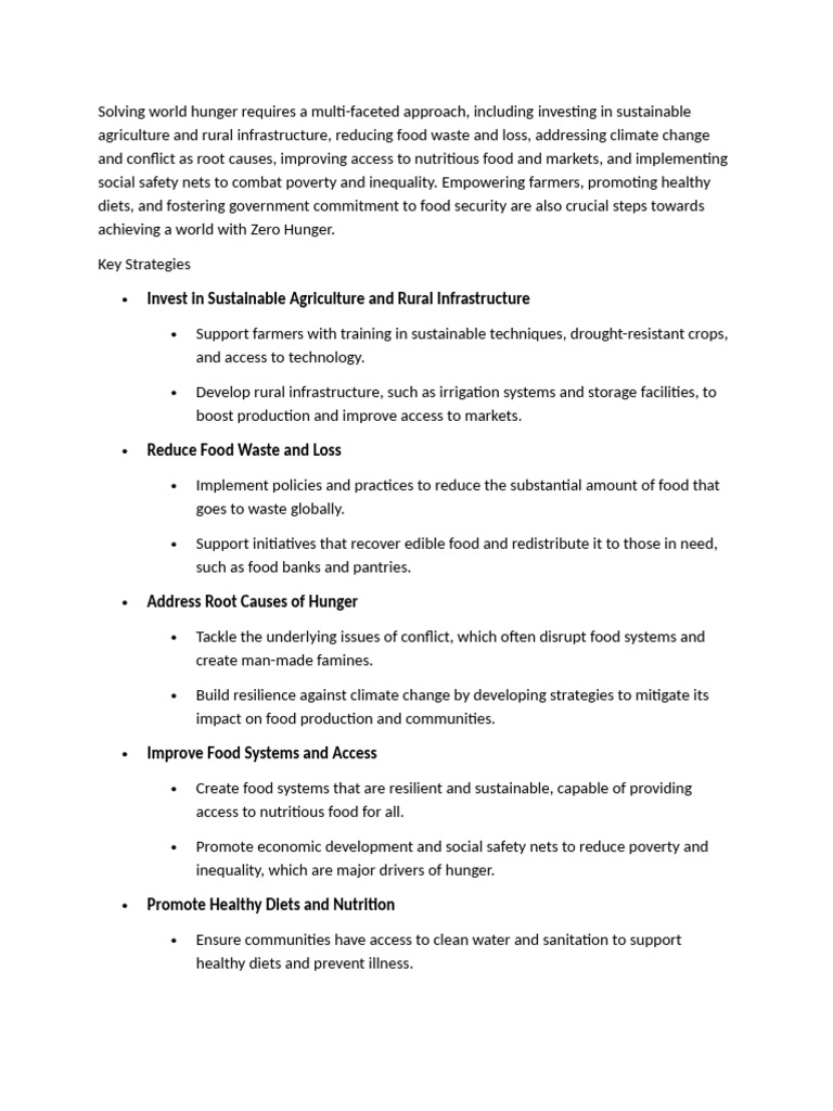 Strategies to Combat World Hunger | PDF | Hunger | Food Security