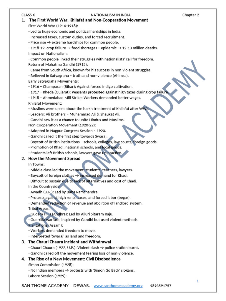 Class 10 C- 2 History (Nationalism in Europe) | PDF | Mahatma Gandhi | Politics Of India