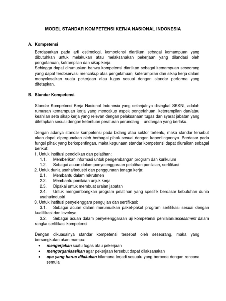 Model Kompetensi SKKNI | PDF